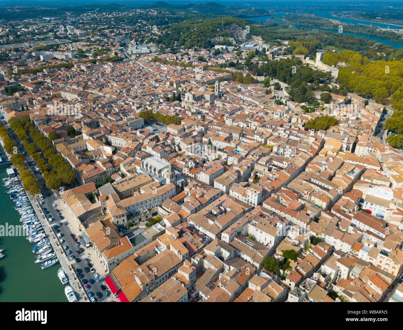 Aerial view of historic center of Beaucaire city, France Stock Photo ...