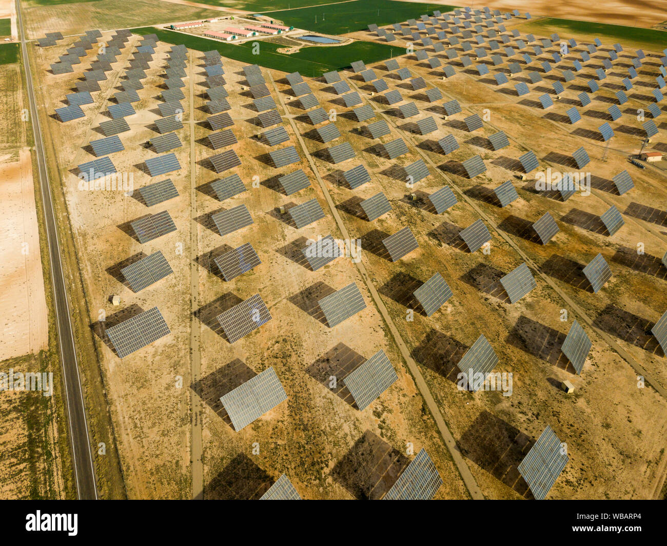 Top view of the electric power polar panel system at desert Stock Photo ...