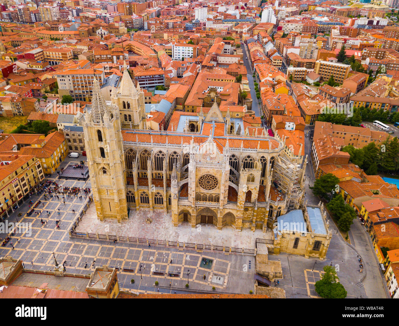 Spanish city of Leon and The House of Light cathedral as seen from ...