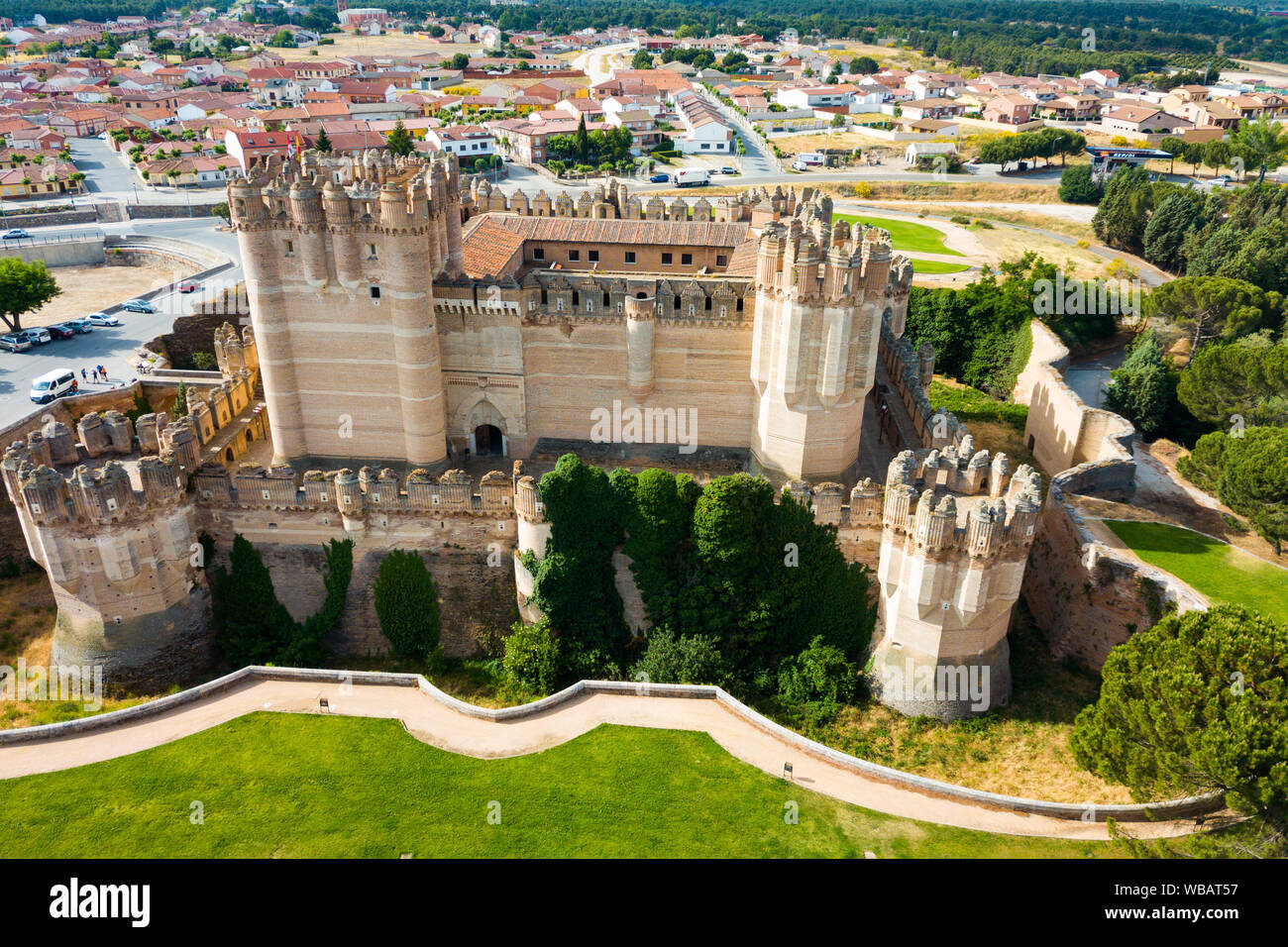 Aerial view of impressive medieval Coca castle, Spain Stock Photo - Alamy