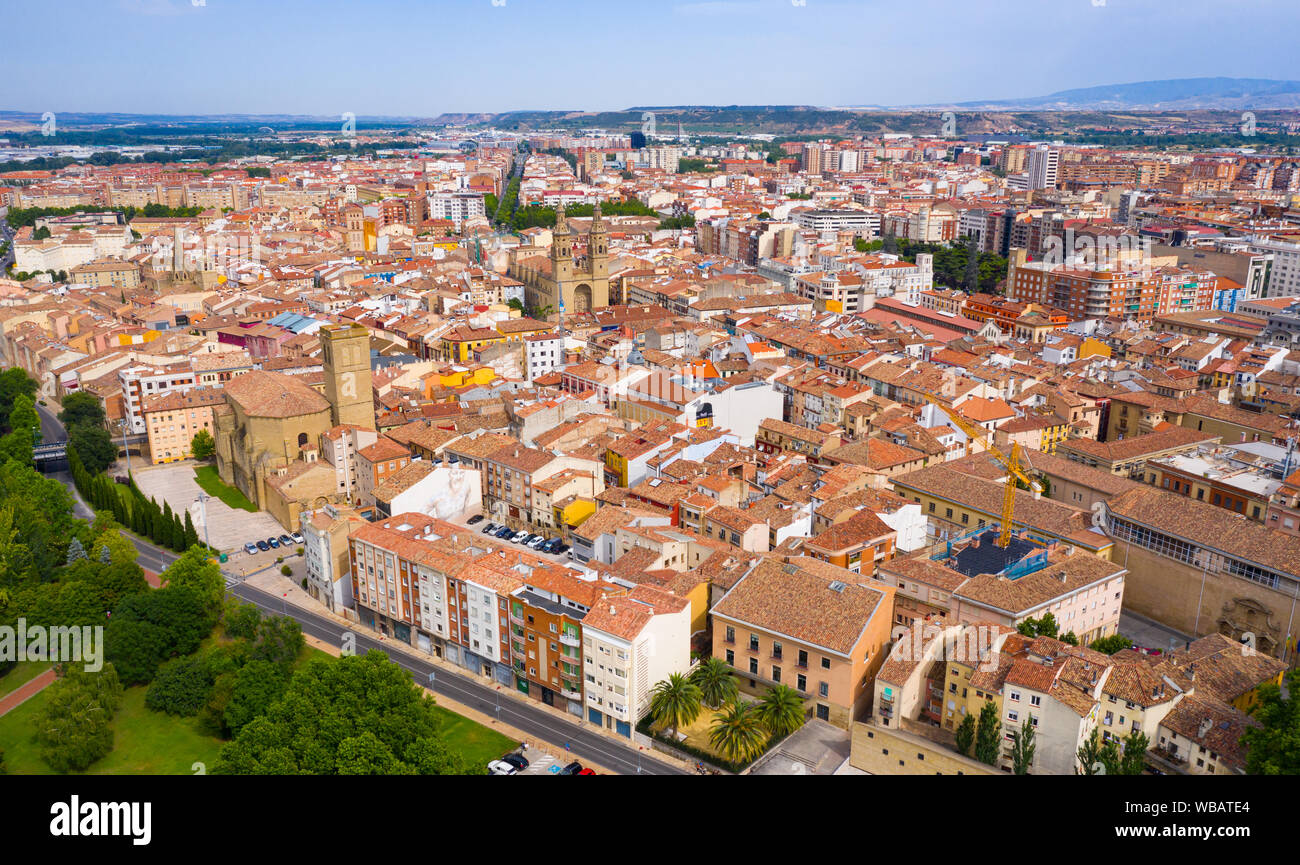 Aerial view of Logrono city with buildings and lanscape, Spain Stock ...
