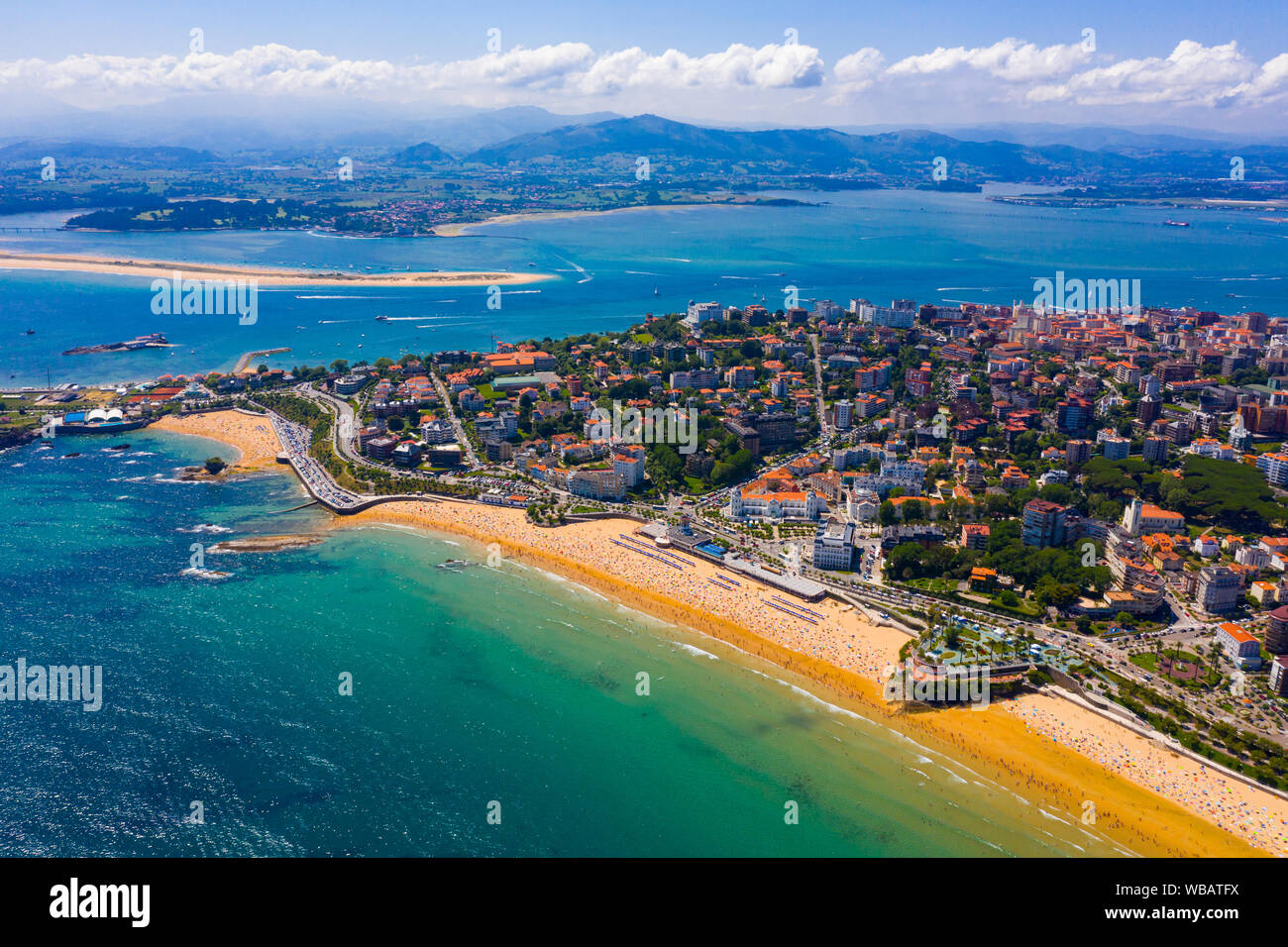Aerial view of coast at Santander cityscape with a modern apartment ...