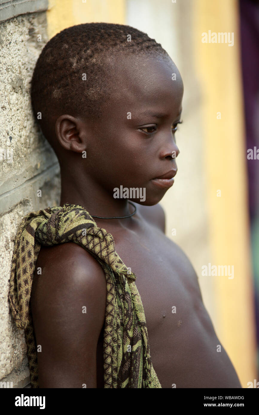 Young tribal Suri boy at a ceremony in Lower Omo Valley near Kibish ...