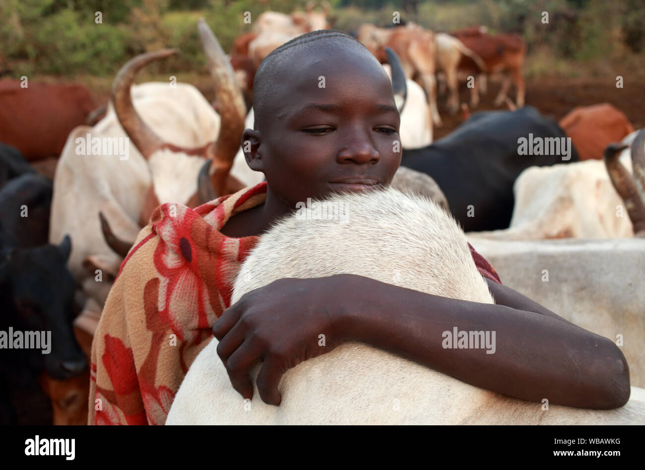 Young tribal Suri boy at a ceremony in Lower Omo Valley near Kibish ...