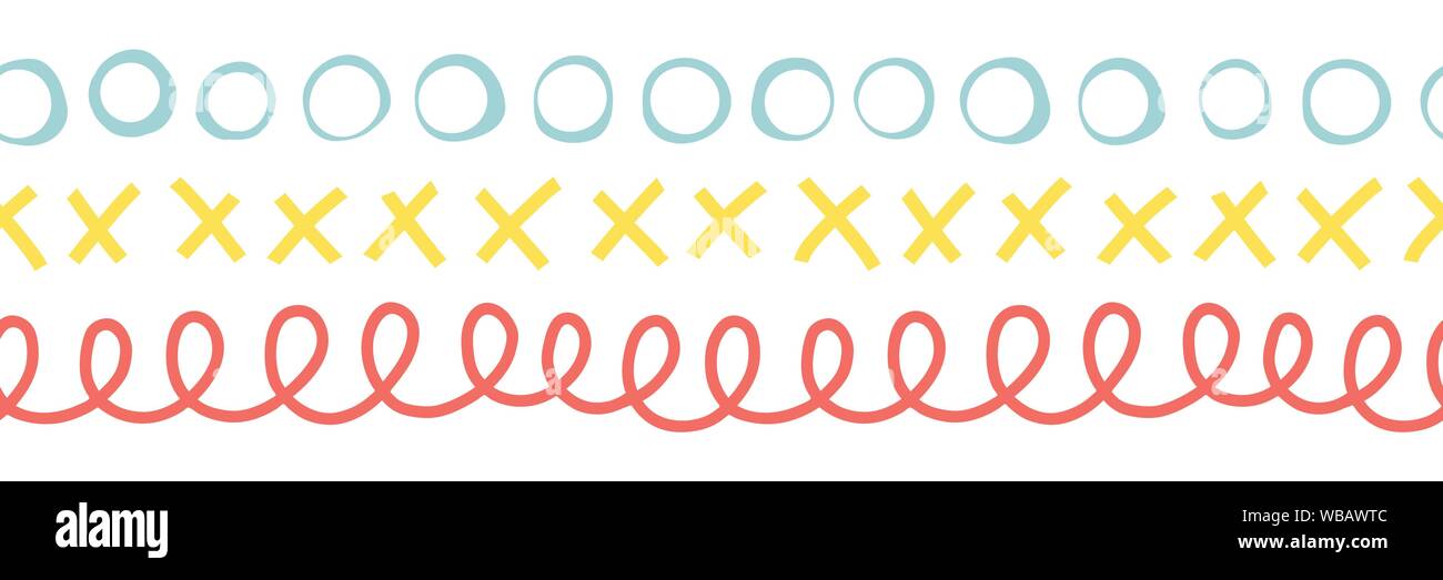 Seamless doodle border vector illustration. Repeating pattern abstract ...