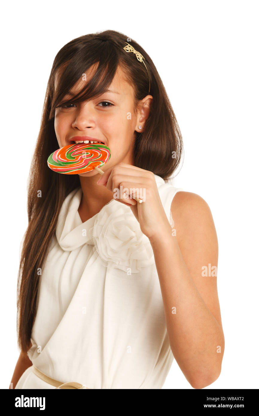 14 years old girl with candy Stock Photo - Alamy