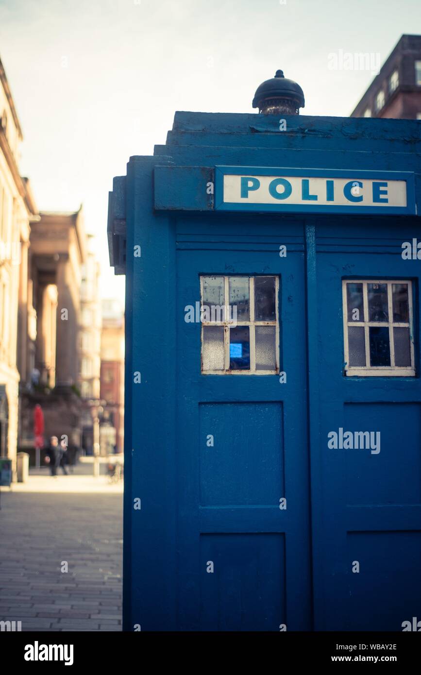 Glasgow blue police box hi-res stock photography and images - Alamy