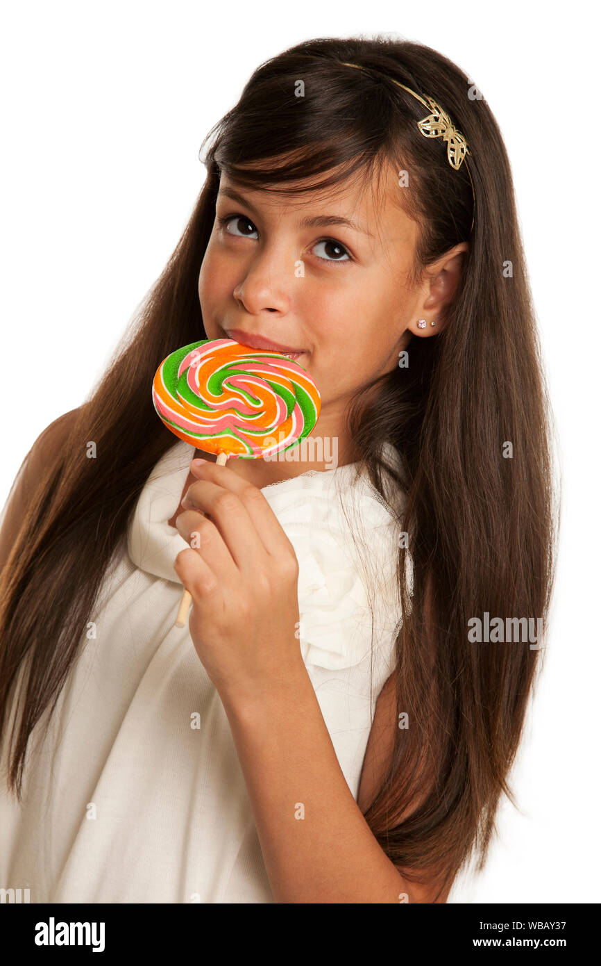 14 years old girl with candy Stock Photo - Alamy