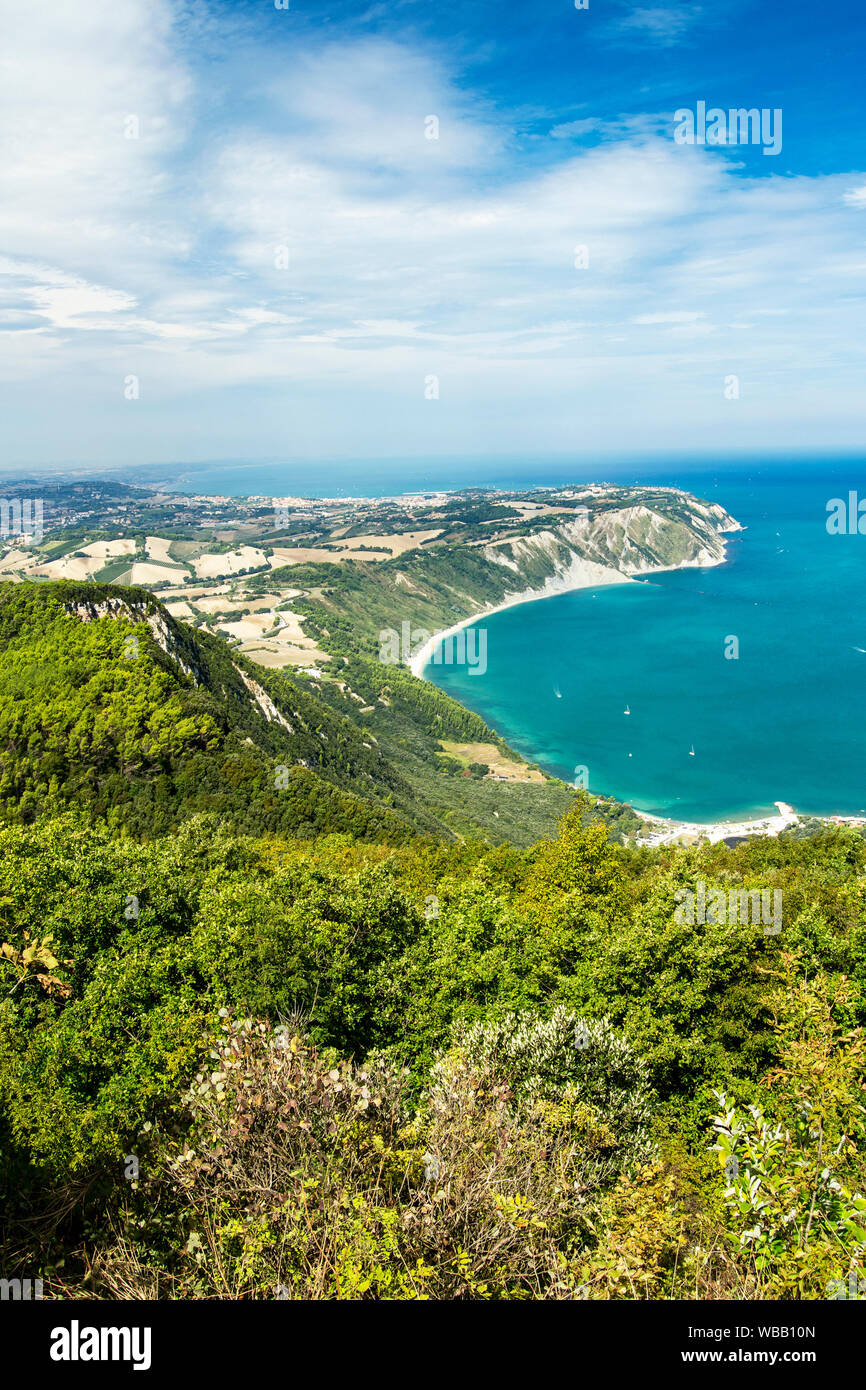 Cliffs of Mount Conero promontory in the adriatic sea. Ancona, Marche ...