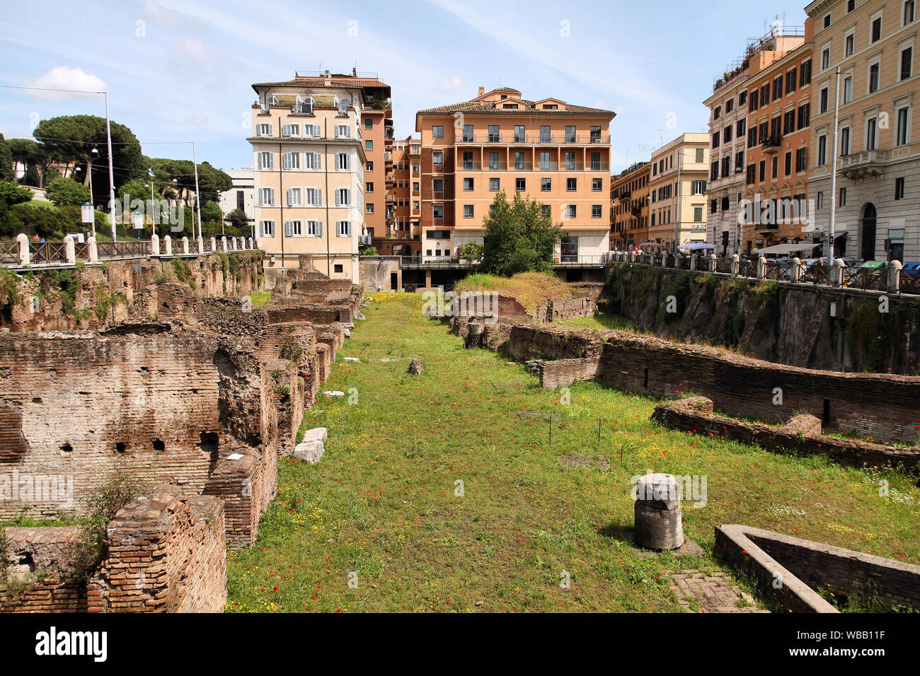 Rome, Italy. Ancient Roman ruins of Ludus Magnus - historic gladiator ...