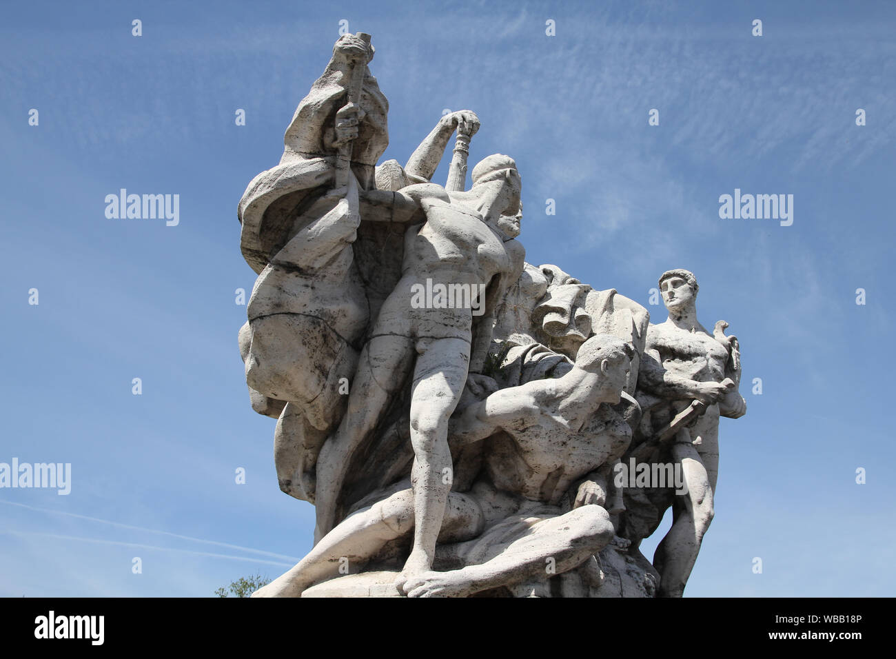 Rome, Italy. One of the statues at famous Ponte Vittorio Emanuele 2 ...