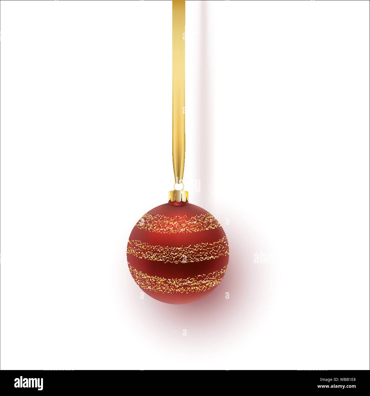 Red Christmas ball, with an ornament and spangles. Isolated on white ...