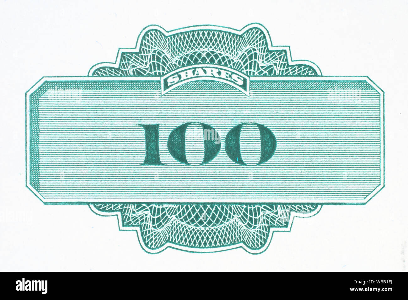 Hundred shares - close up of a vintage stock market object. Obsolete ...