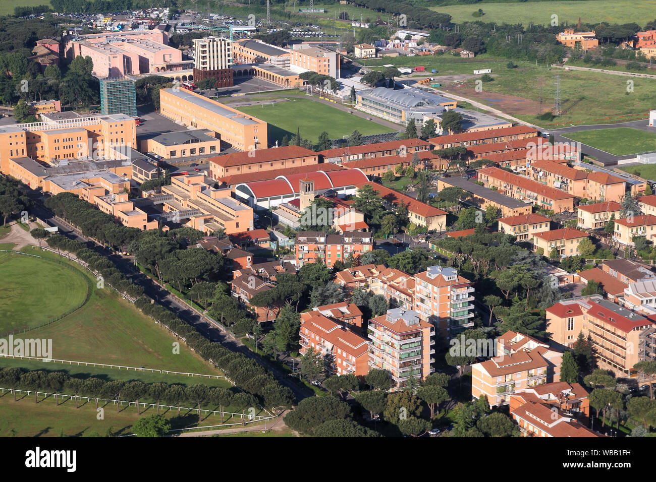 Rome, Italy - aerial view of the architecture and streets in Capanelle ...