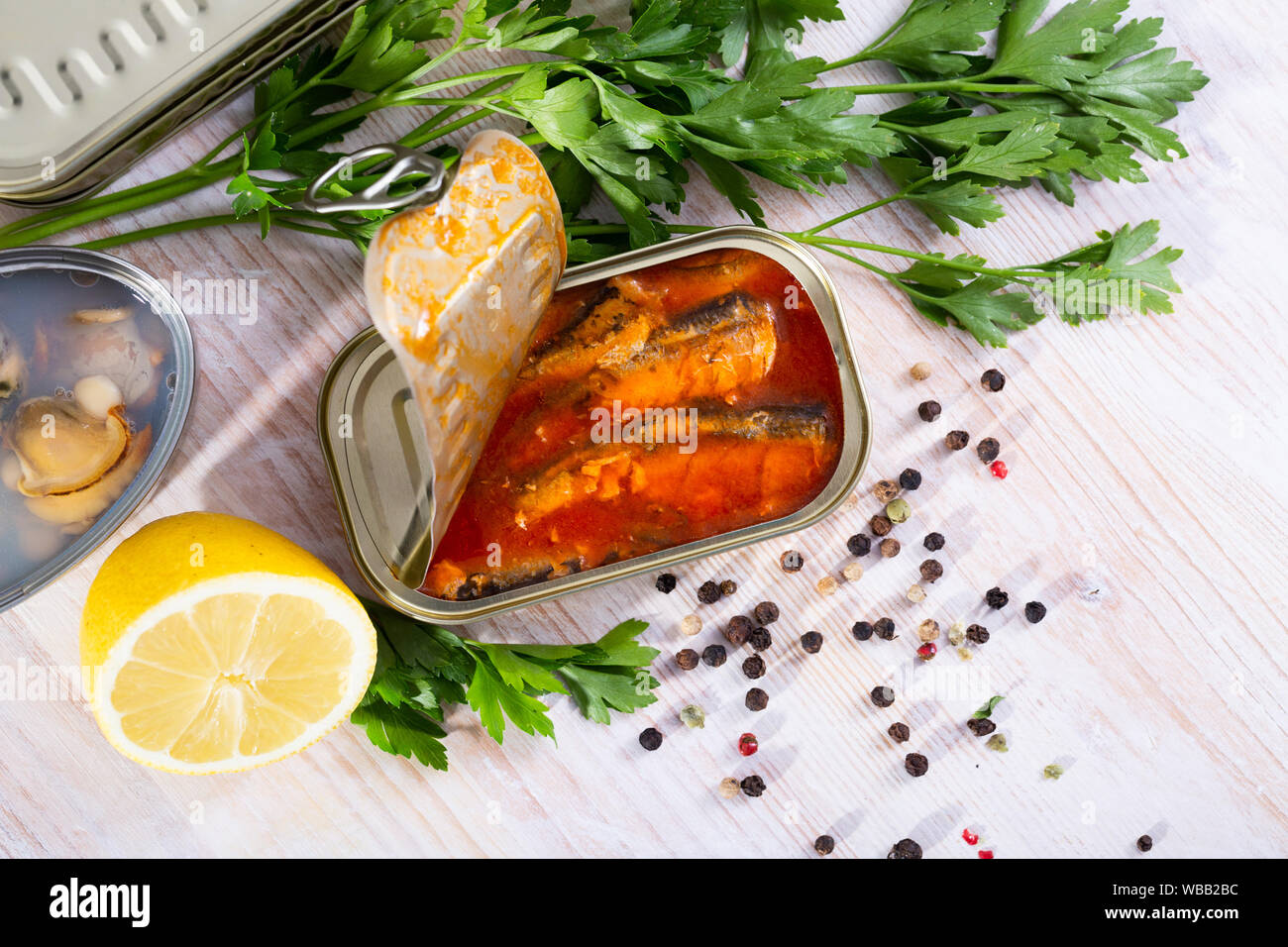 Close up of canned sardines in tomato sauce Stock Photo - Alamy