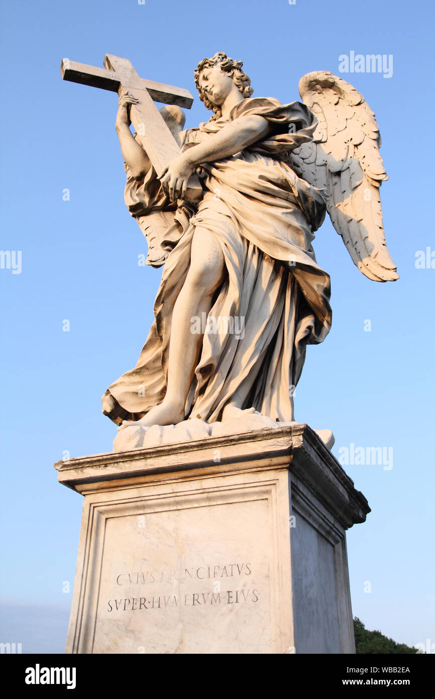 Rome, Italy. One of the angels at famous Ponte Sant' Angelo bridge ...