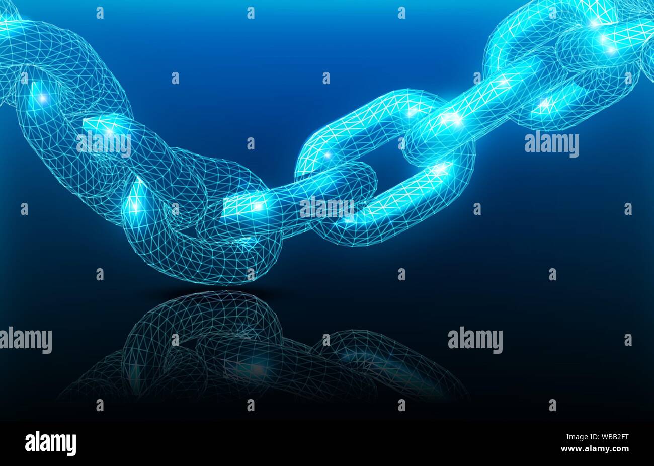 Realistic chain made from line and dot connection. Triangular design ...