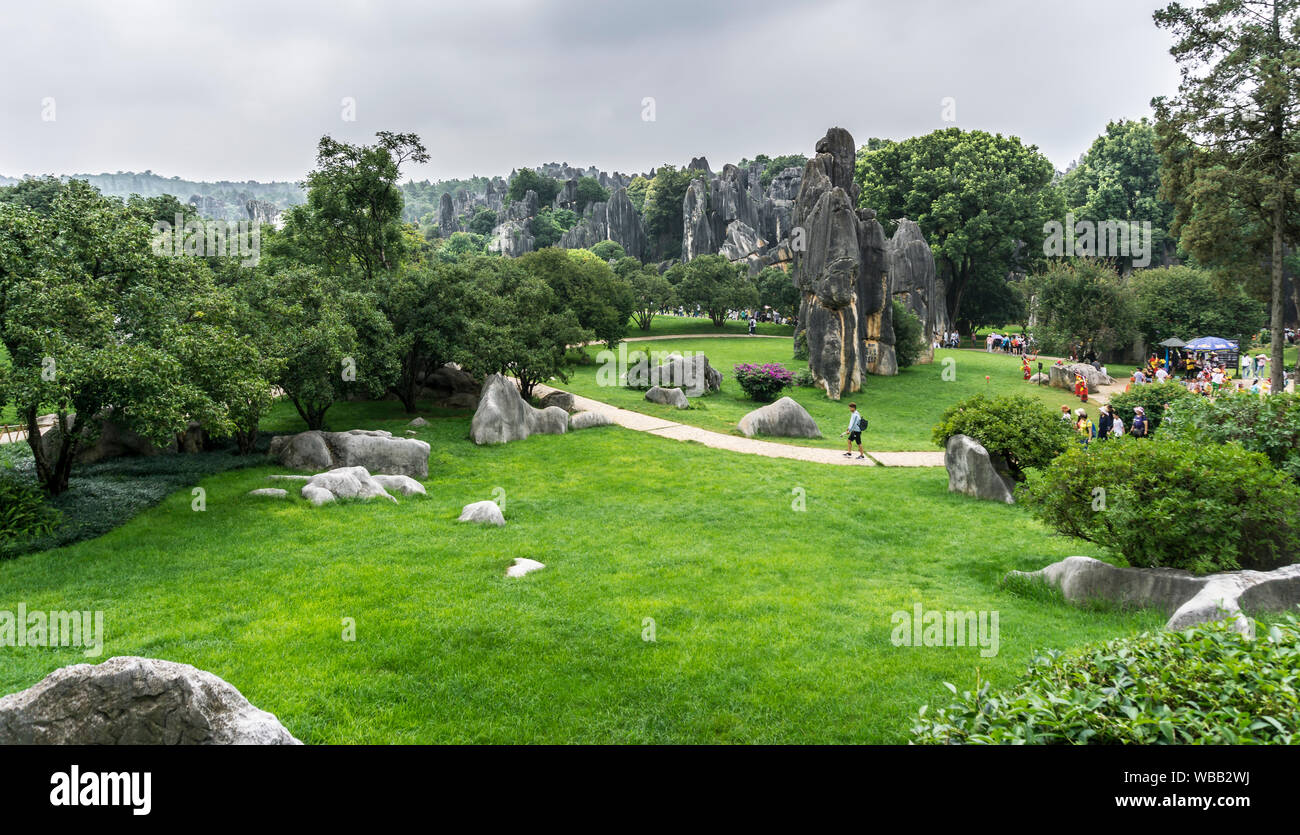 Visit to the Stone Forest, Kunming, Yunnan province, China. Limestone ...