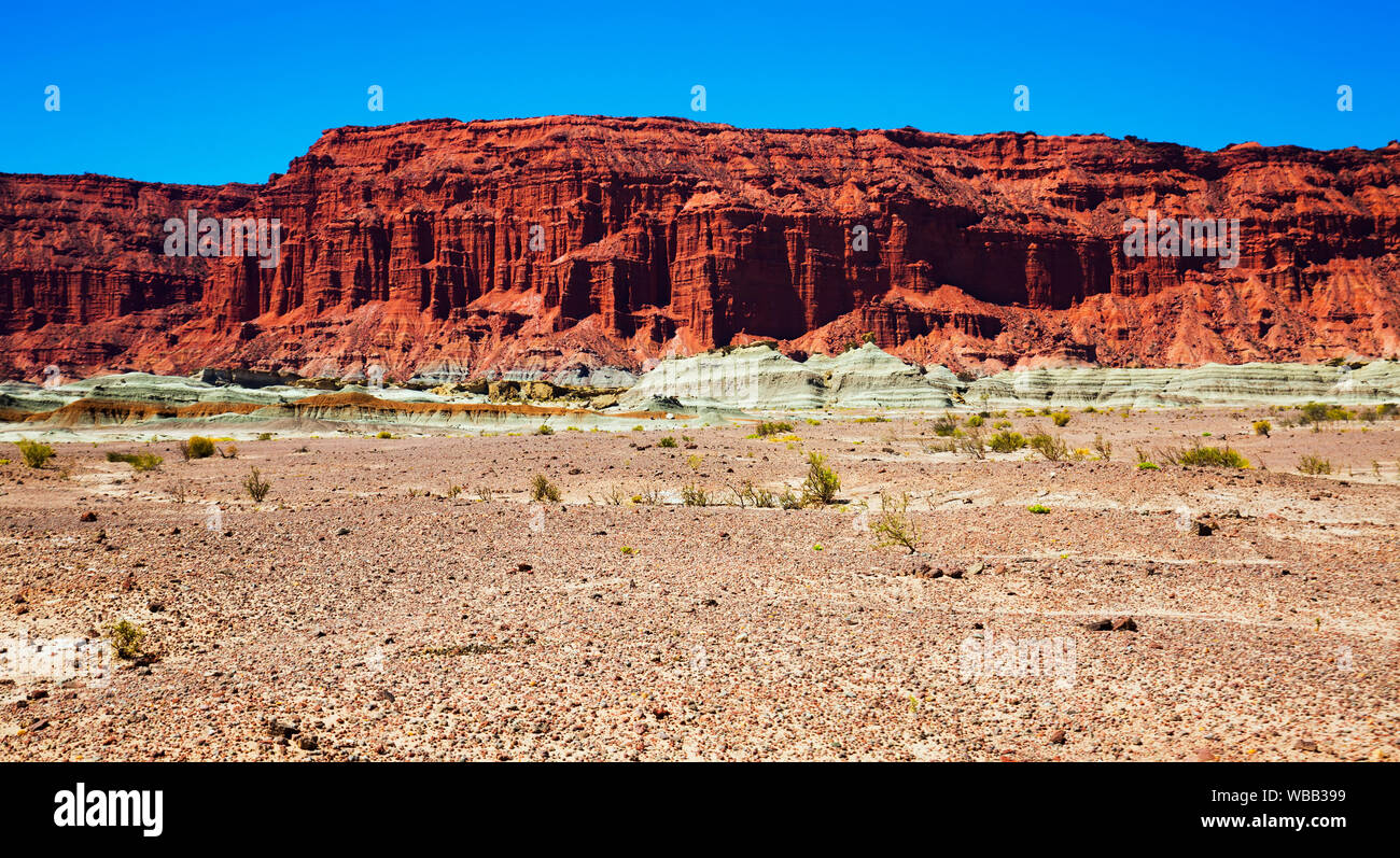 View on otherworldly geological formations in Ischigualasto Provincial ...