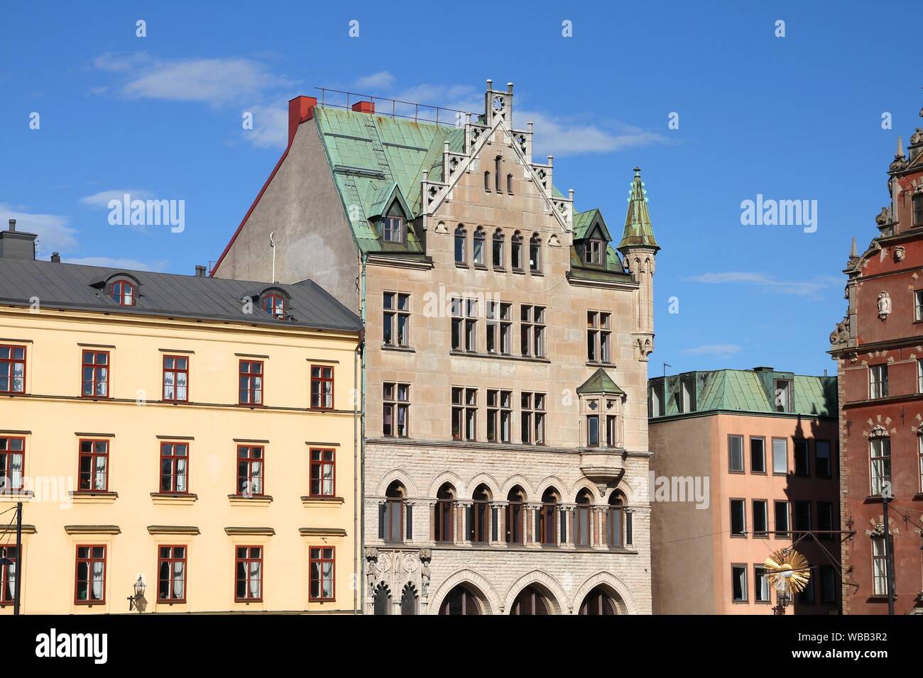 Stockholm, Sweden. View of Munkbron public square architecture at Gamla ...