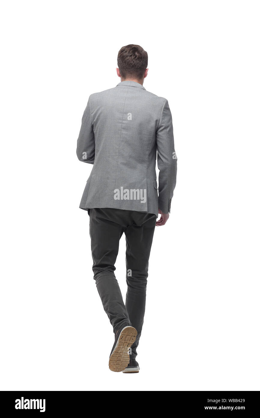 modern young man stepping forward. isolated on white Stock Photo - Alamy