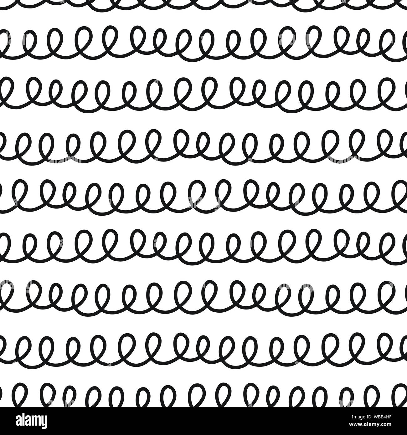 Black doodles seamless vector pattern. Hand drawn monochrome doodle ...