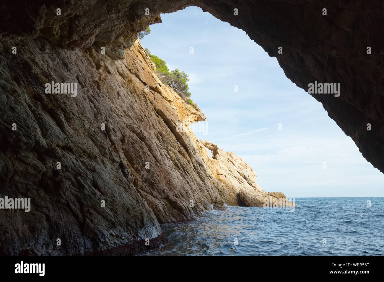 Picturesque waterfront caves at Mediterranean coast in summer Stock ...