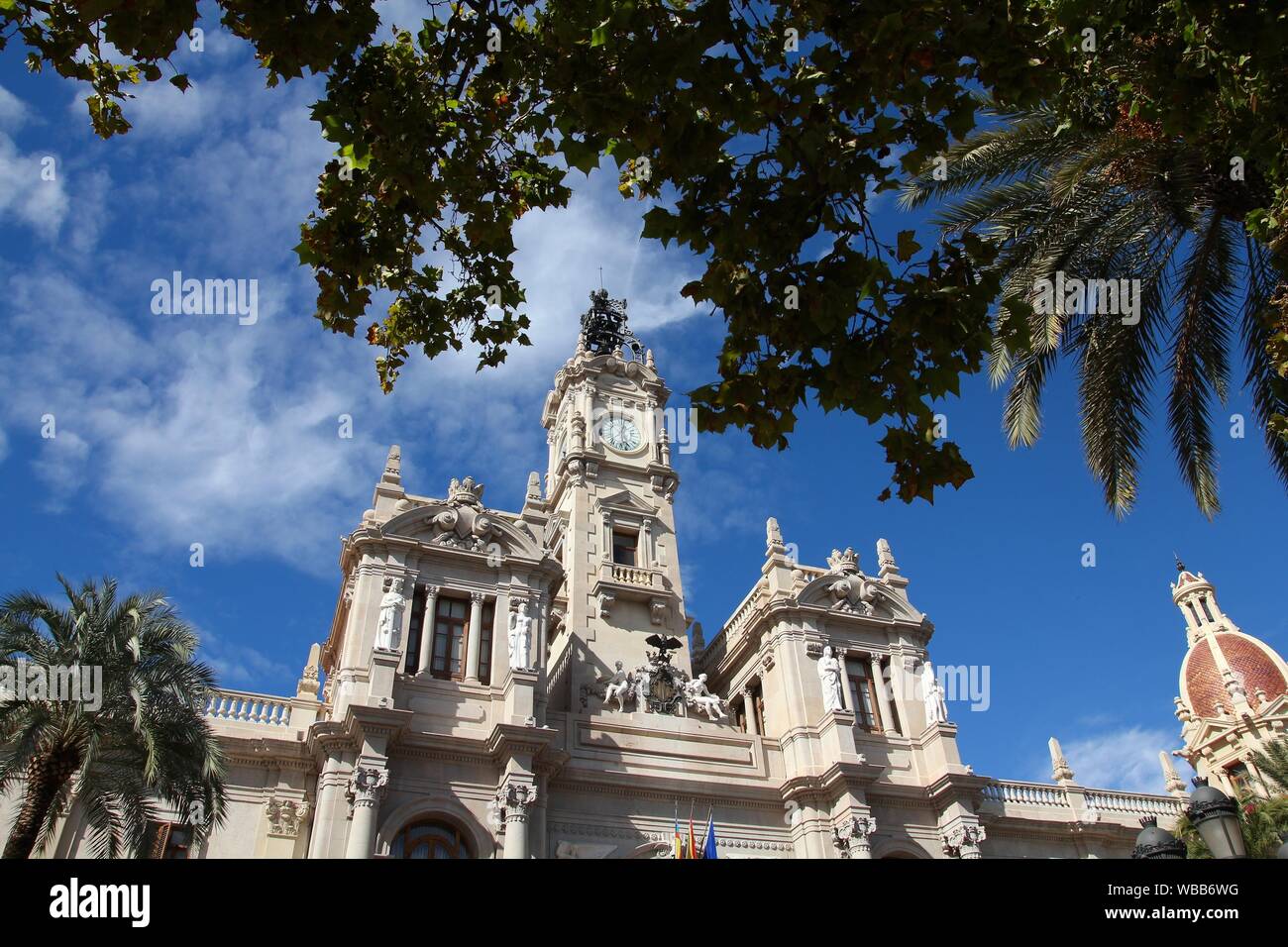 Valencia, Spain. Old architecture - famous town hall Stock Photo - Alamy