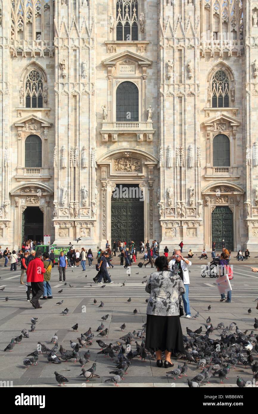 MILAN - OCTOBER 7: People visit Piazza Duomo on October 7, 2010 in ...