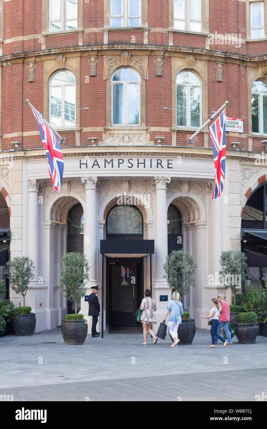 Main entrance to the Radisson Blu Edwardian Hampshire Hotel, London, UK ...
