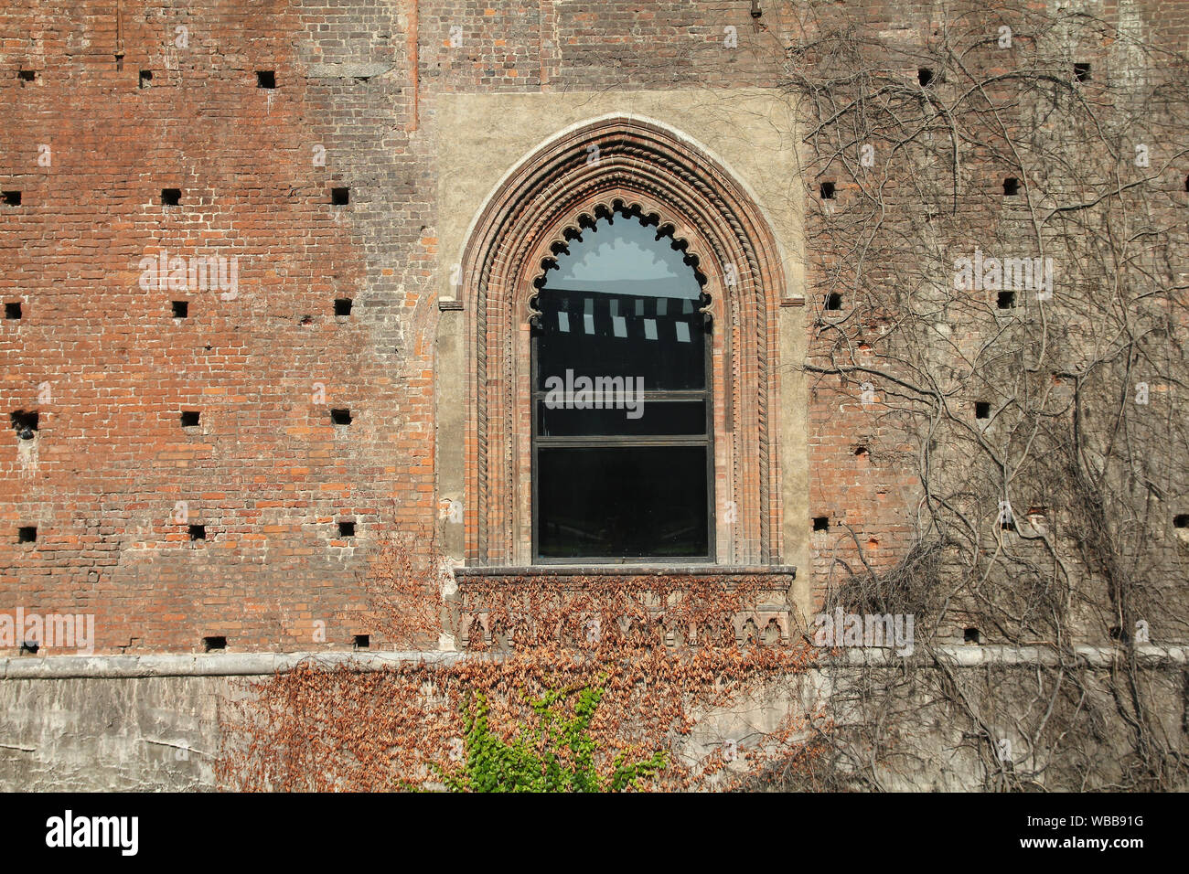 Milan, Italy. Castello Sforzesco (Sforza Castle) window - old landmark ...
