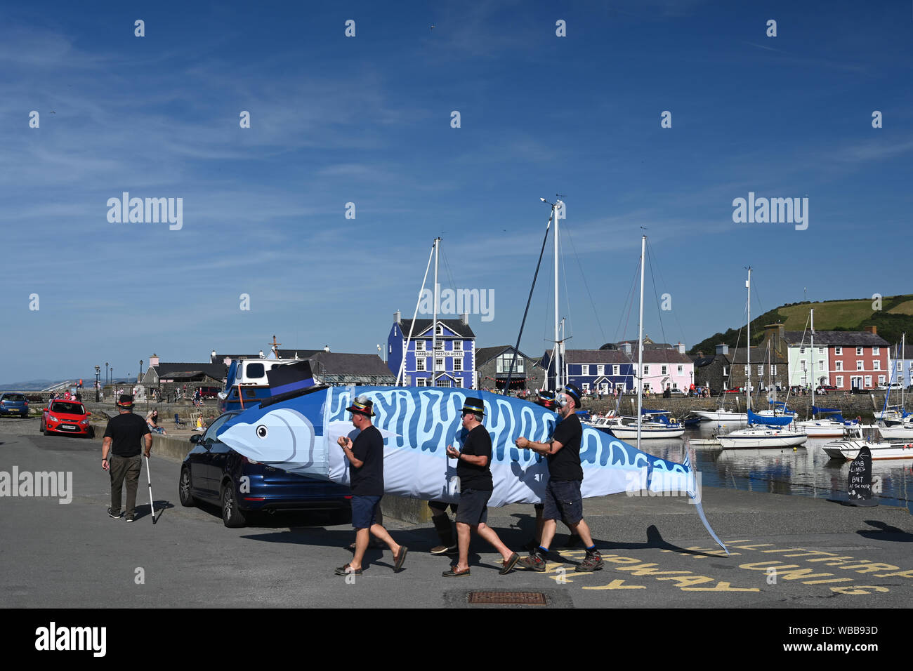 the harbor Aberaeron WEST WALES UK bands and a parade led by a 20-foot ...