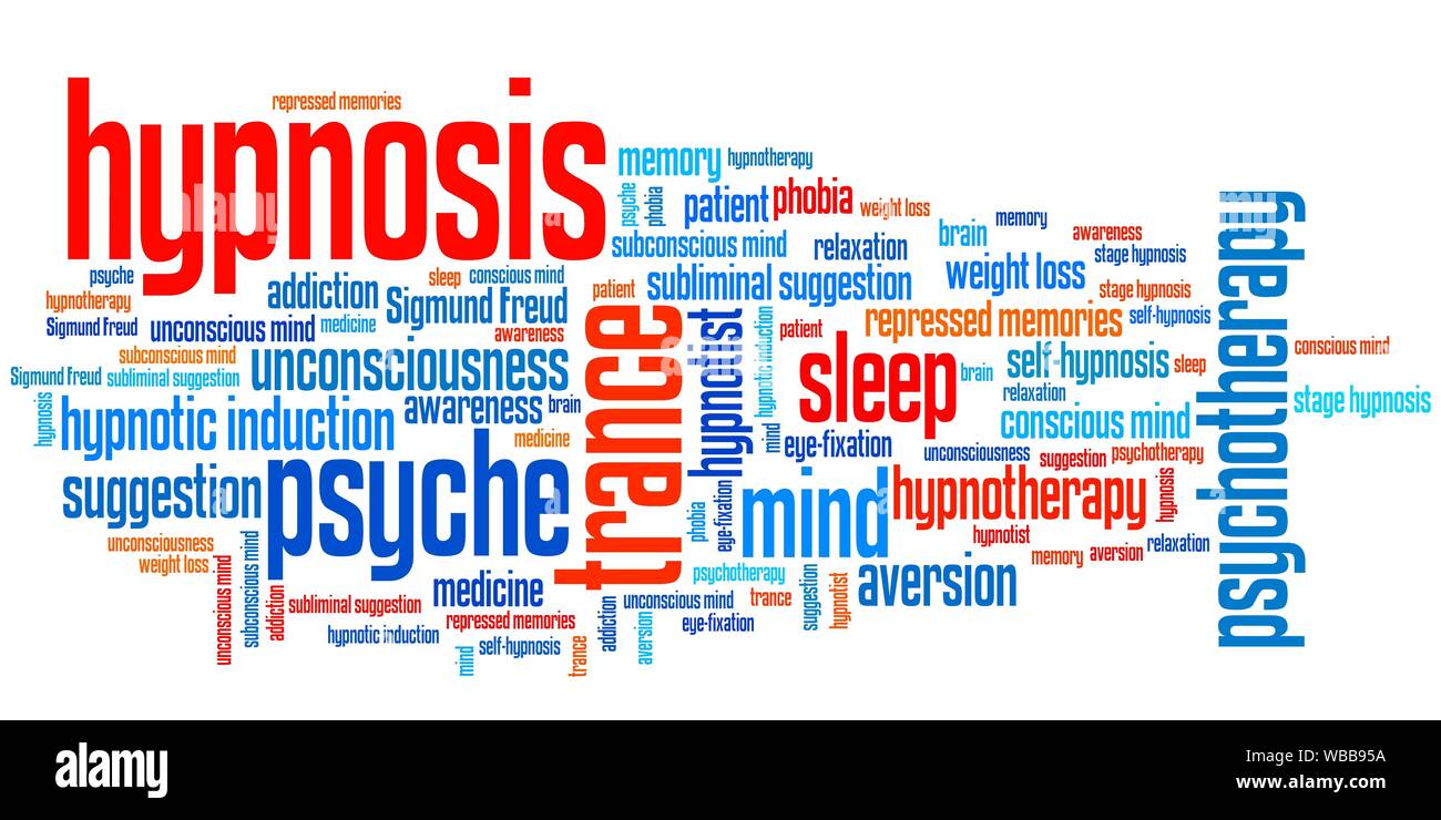 Hypnosis issues and concepts word cloud illustration. Word collage ...