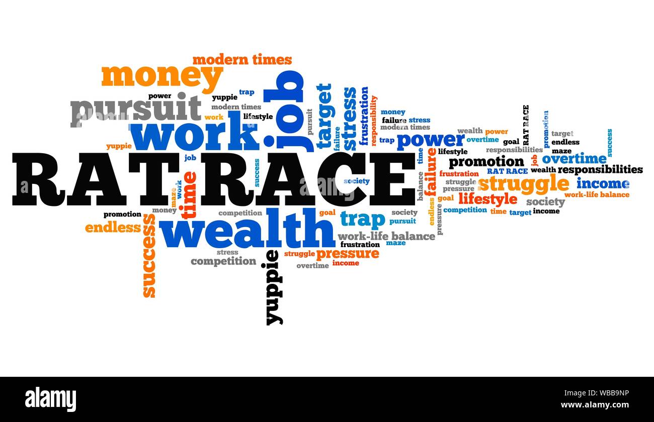 Rat race - career and promotion pursuit. Employment word cloud Stock ...