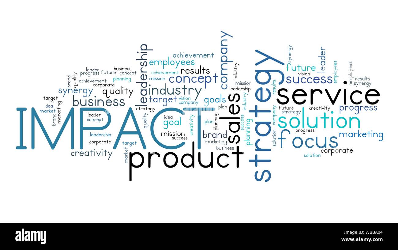 Impact in business - company strategy word cloud sign Stock Photo - Alamy