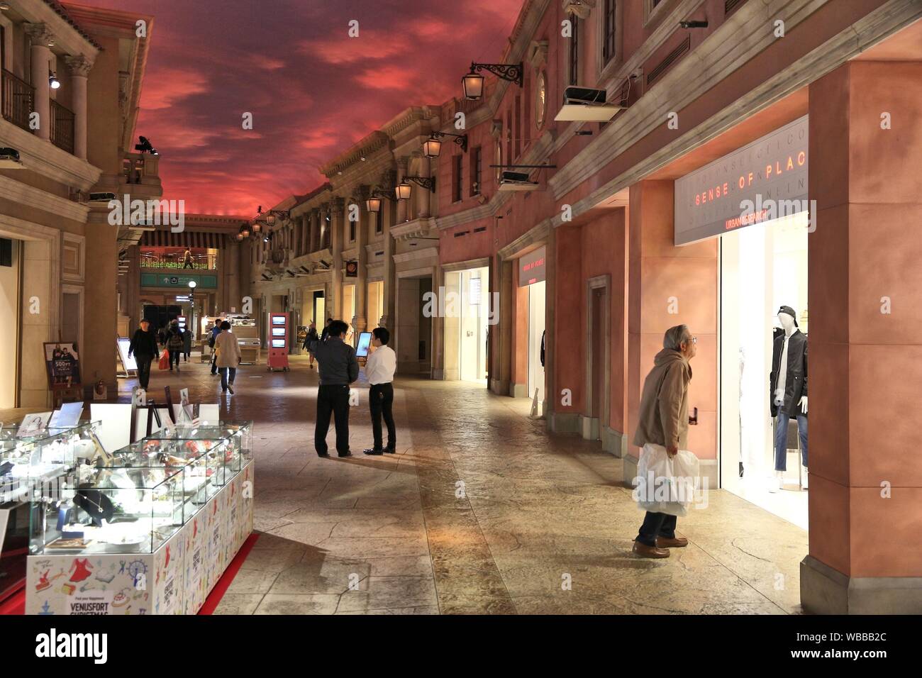 TOKYO, JAPAN - DECEMBER 2, 2016: People visit Venus Fort shopping ...
