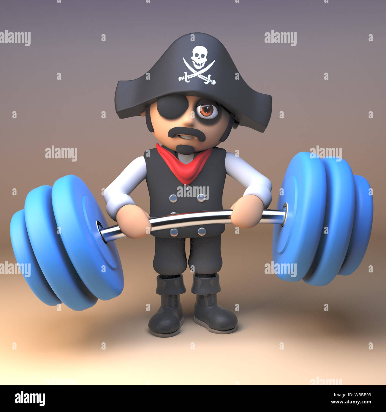 3d cartoon pirate captain character lifting some heavy weights, 3d ...