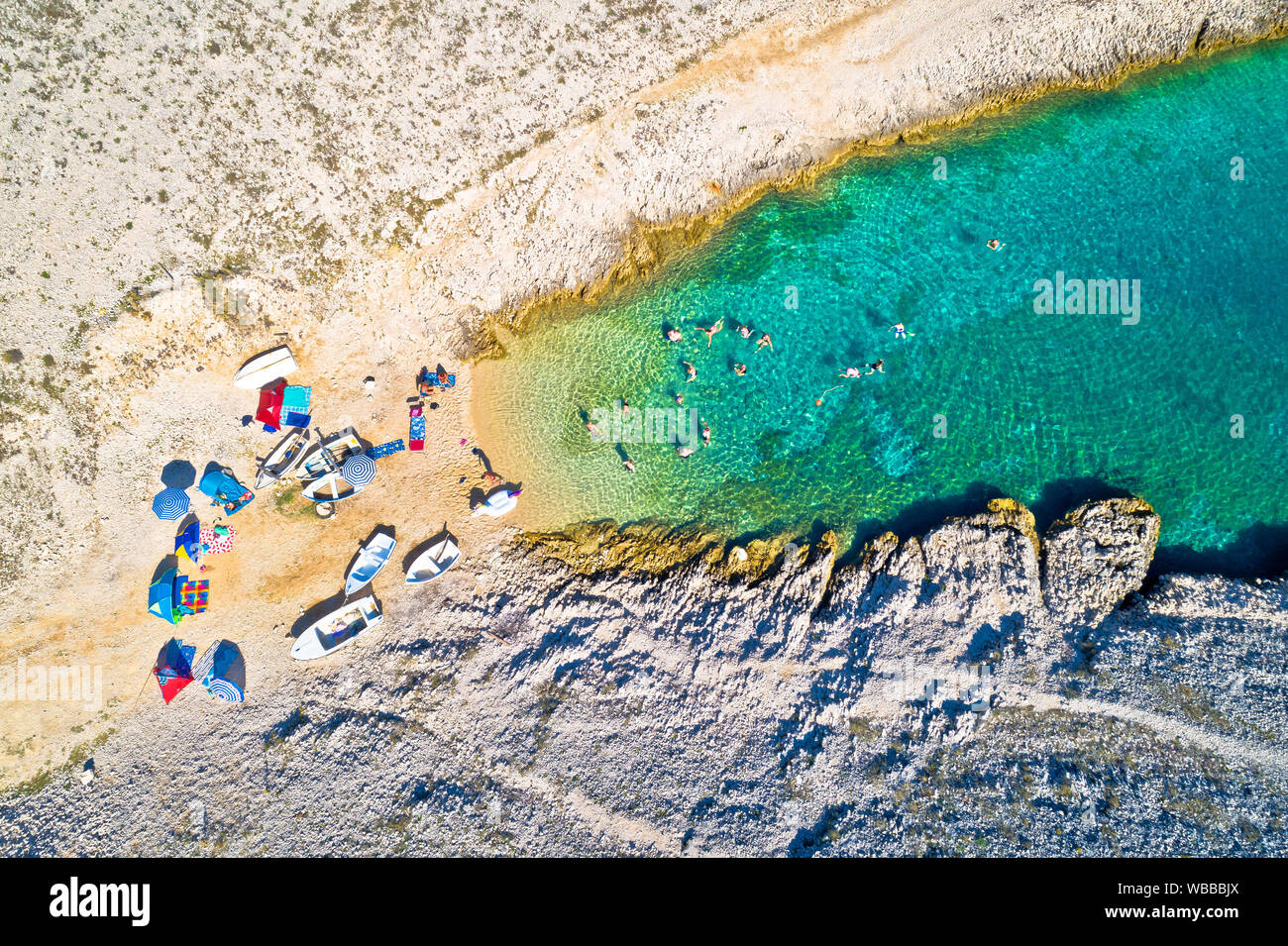 Zadar archipelago idyllic cove beach in stone desert scenery near ...