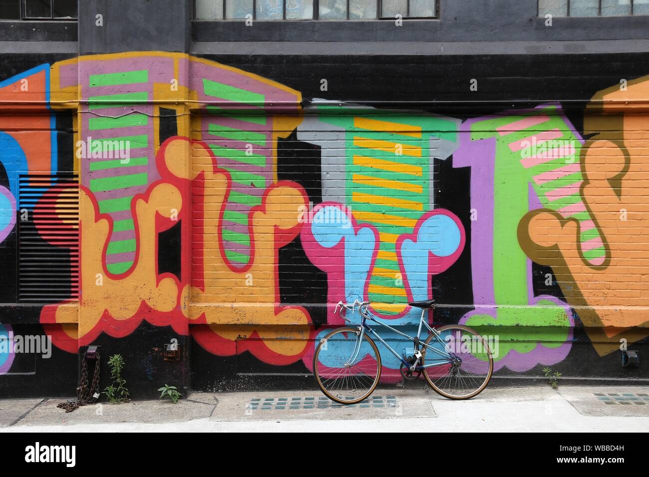 LONDON, UK - JULY 9, 2016: Street art mural of Shoreditch district in ...