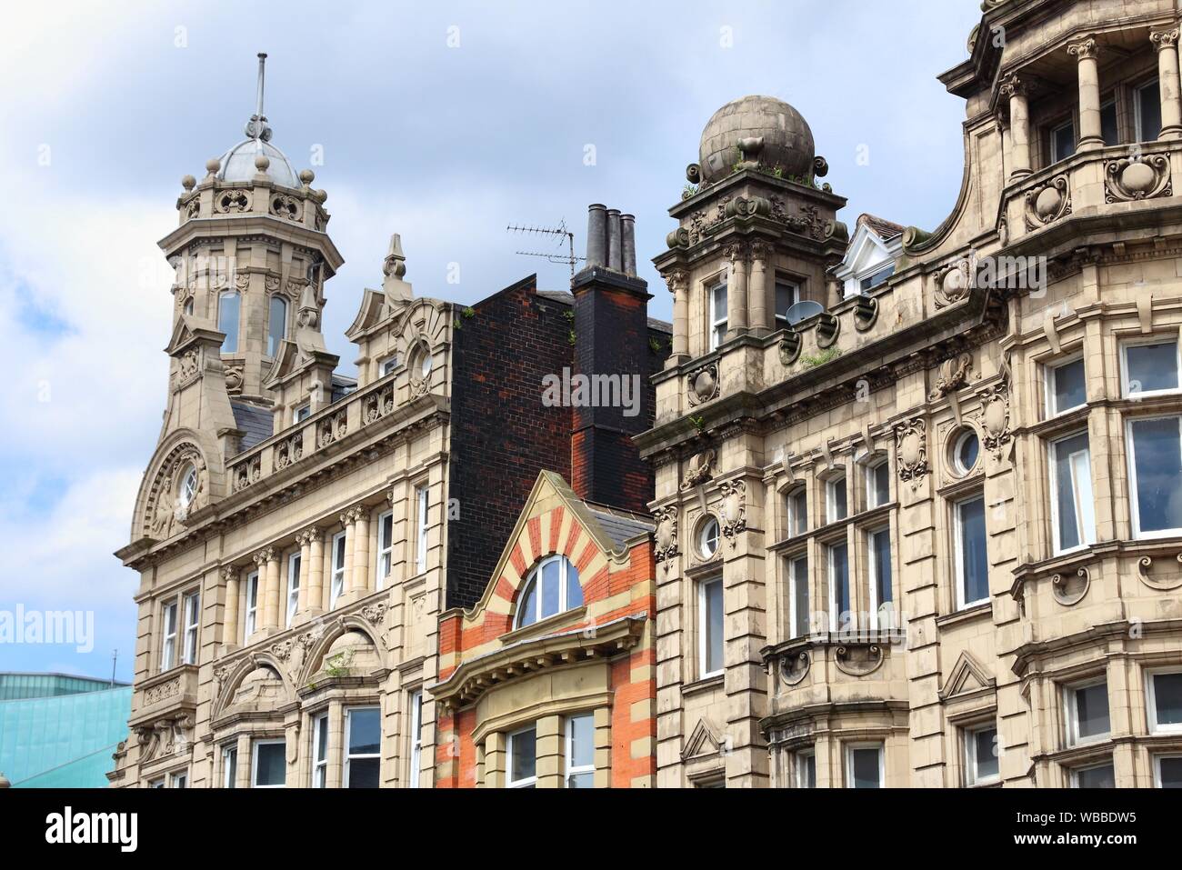 Leeds, UK - old British architecture of Briggate street Stock Photo - Alamy