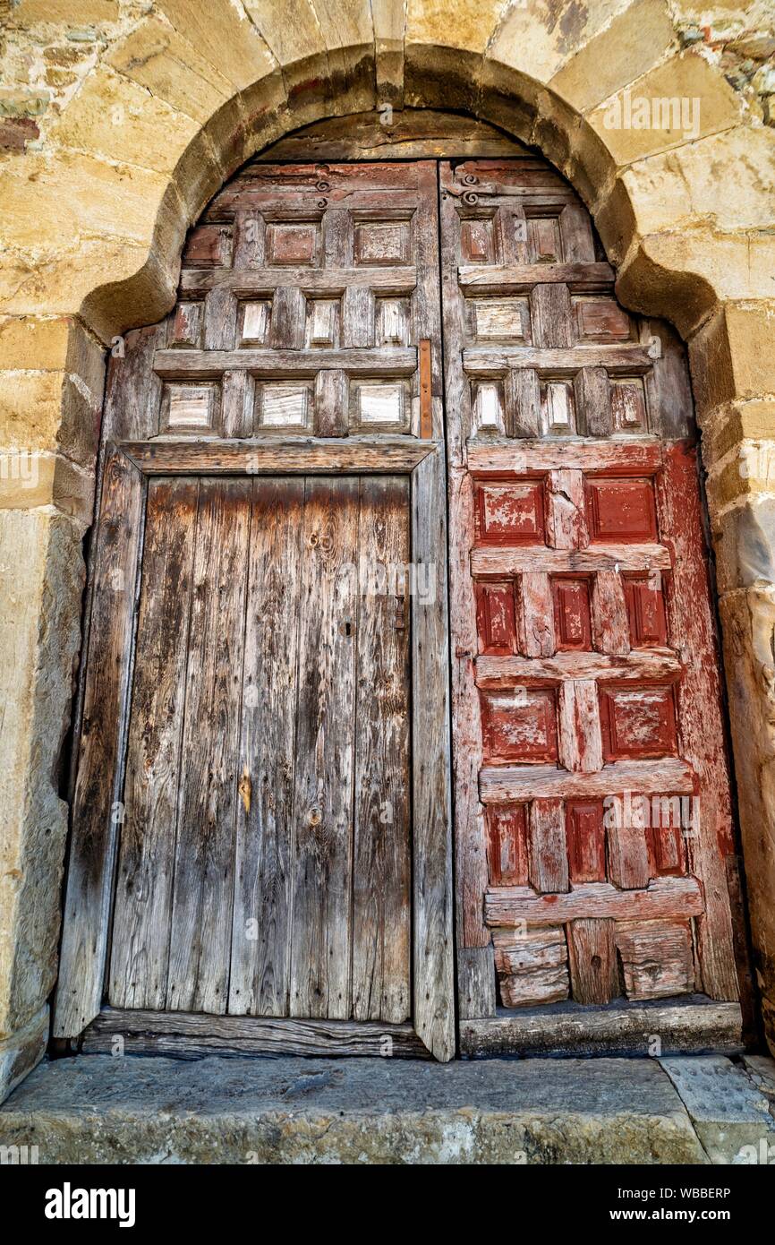 Historical wooden gate in San Pedro Manrique. Soria. Spain. Europe ...