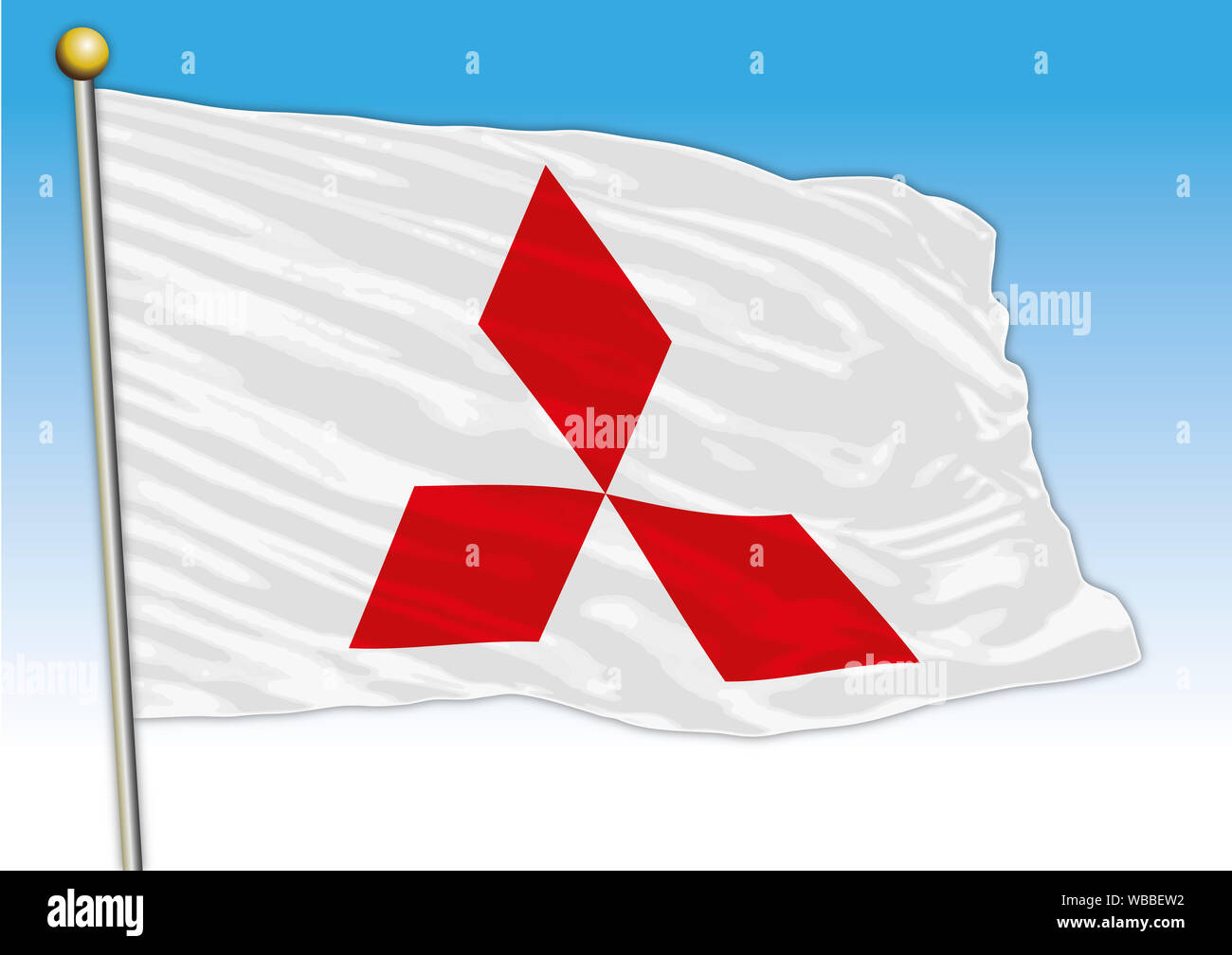 Mitsubishi car industrial group, flag with logo, illustration Stock ...