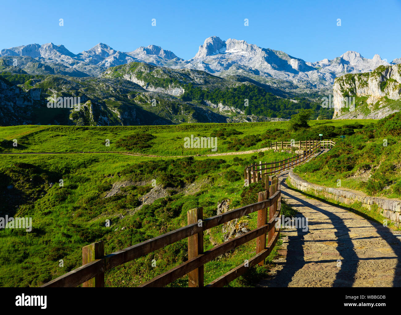 Scenic summer mountain landscape with Picos de Europa, Spain Stock ...