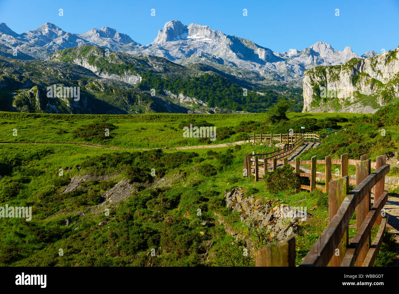 Picturesque landscape of Picos de Europa mountain range, Spain Stock ...
