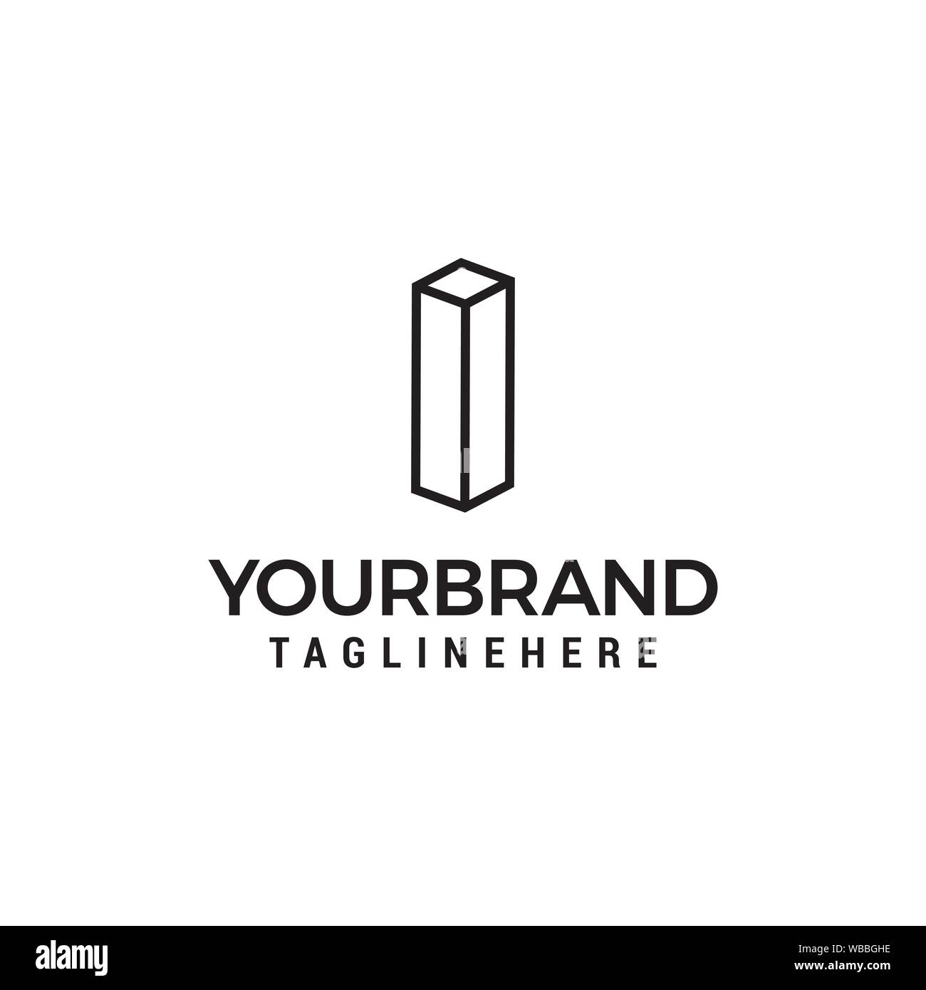Letter I logo 3D isometric lines geometric shape template design vector ...