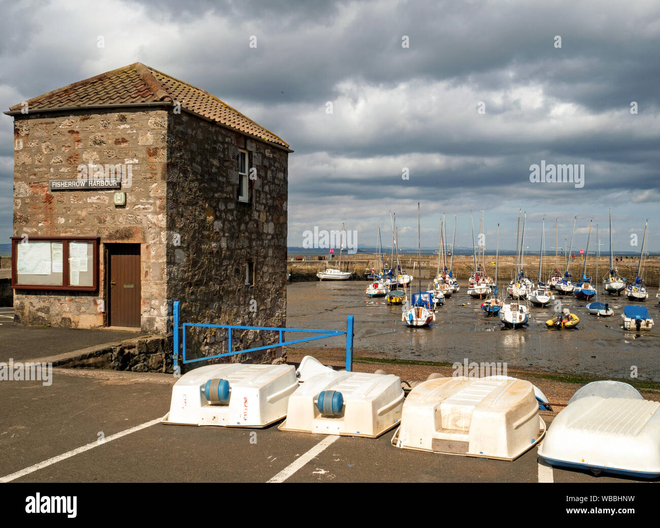 Fisherrow Harbour at low tide, Musselburgh, East Lothian, Scotland, UK ...