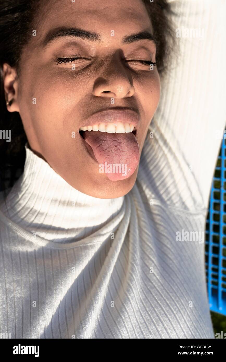 Lady Sticking Tongue Out