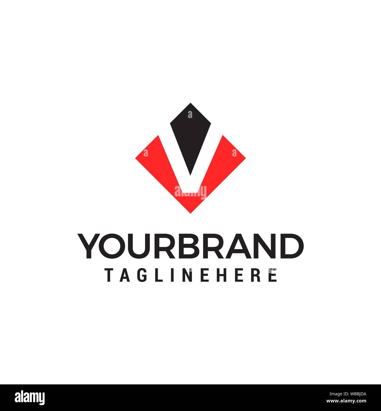 letter V negative space square logo vector design template Stock Vector ...