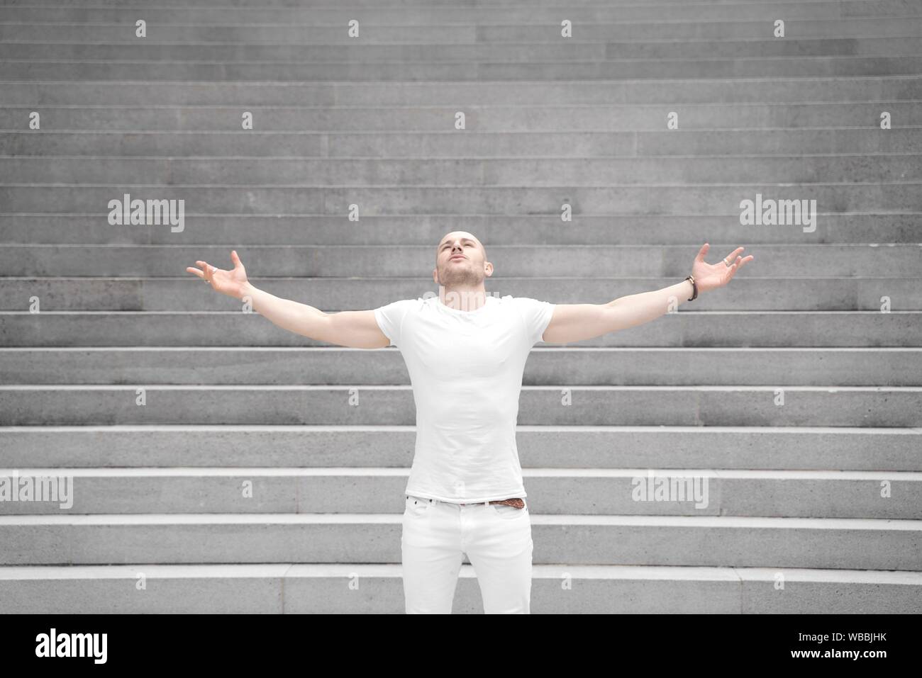 Person arms stretching upwards hi-res stock photography and images - Alamy