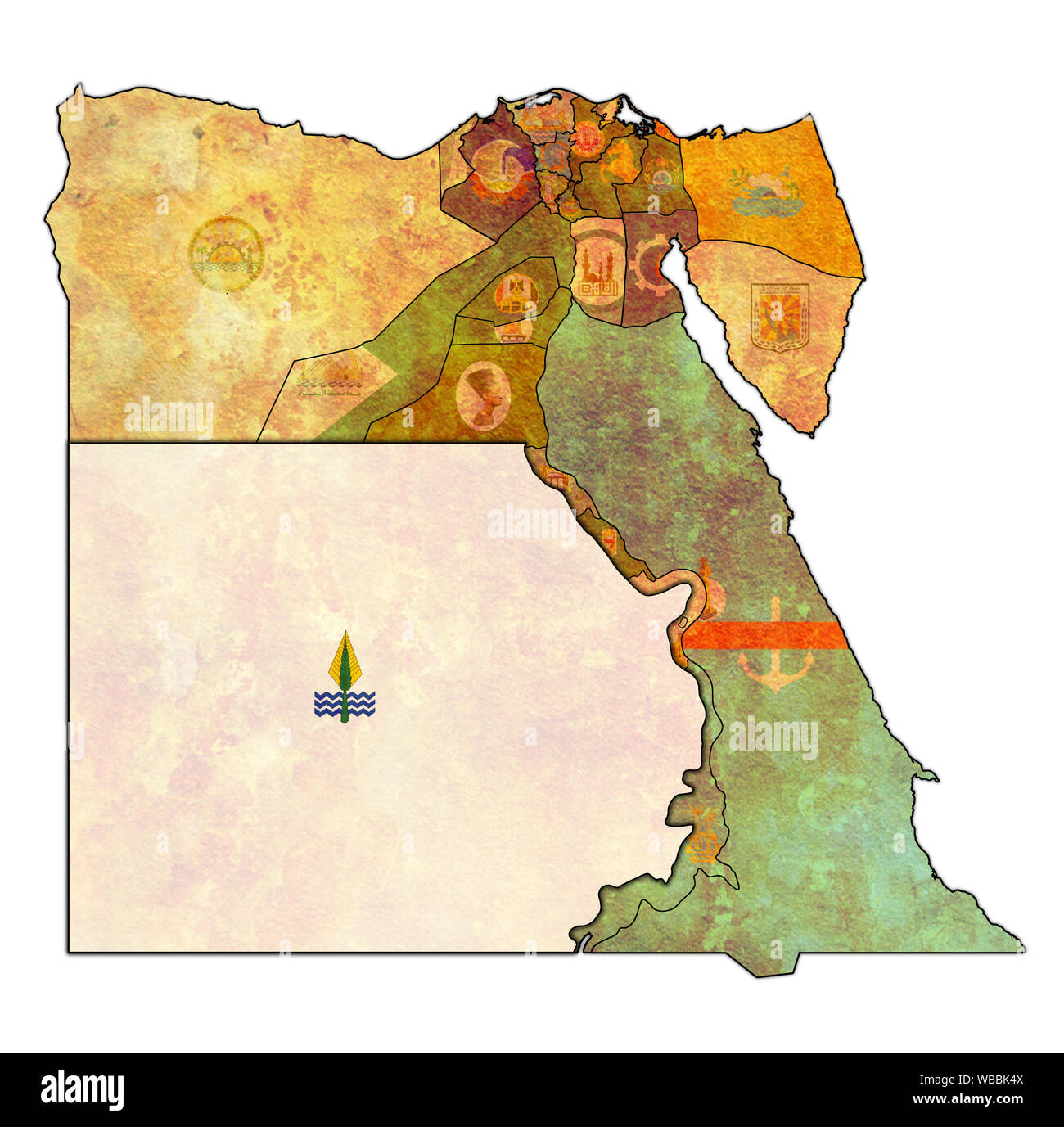 New valley territory and flag on map of administrative divisions of ...